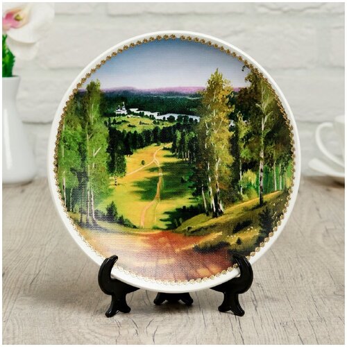 Тарелка декоративная "Летний лес", настенная, D - 19,5 см