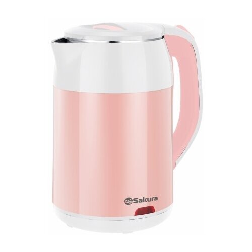 Чайник электрический Sakura SA-2168WP двухслойный, белый/розовый 1.8л