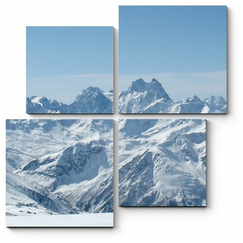 Модульная картина Панорама зимних гор на Кавказе 80x80
