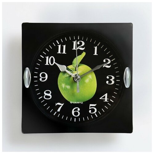 Часы настенные, серия: Кухня, Яблоко, плавный ход, 15 х 15 см