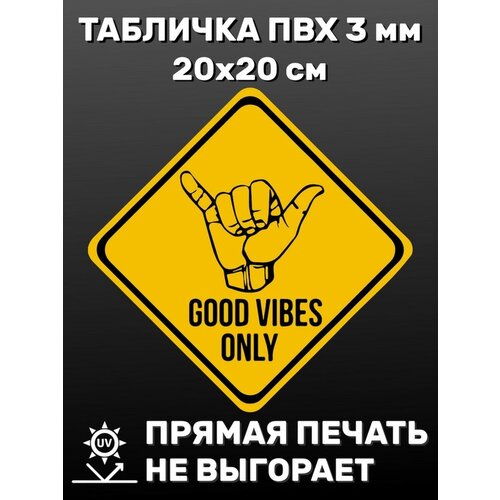 Табличка информационная Good Vibes Only 20х20 см
