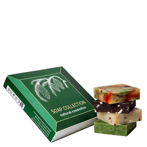 Набор GREEN «SOAP COLLECTION» натуральное мыло - «Сухие травы, Пихта, Шоколад, Пчелиный воск — грейпфрут» 70 гр*4 Гиттин