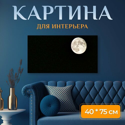 Картина на холсте "Ночь, небо, луна" на подрамнике 75х40 см. для интерьера
