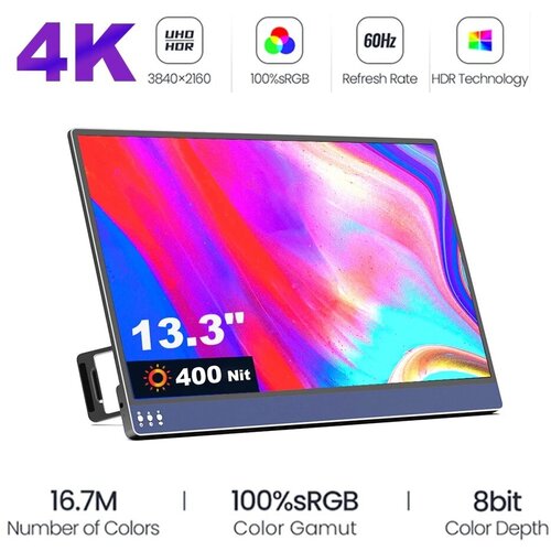 13,3" Портативный монитор Xian Wei 4K 3840х2160, 60 Гц, IPS