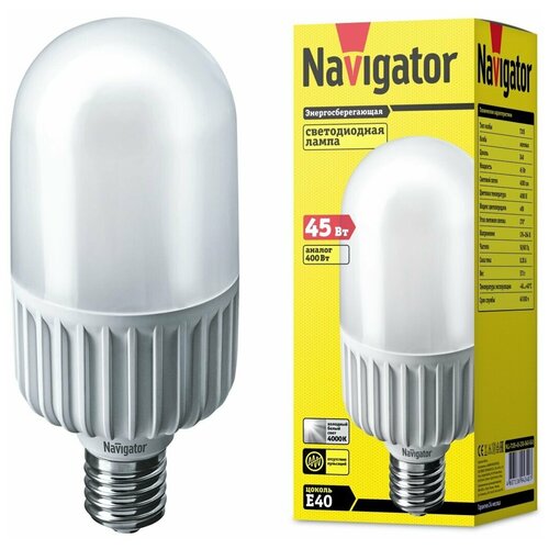 Лампочка светодиодная Navigator 45W 230V E40 Бочонок T105 4000Лм 4000K 94340, упаковка 1шт.