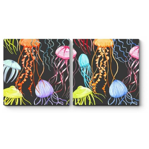 Модульная картина Разноцветные медузы200x100