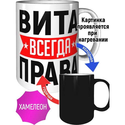Кружка Вита всегда права - с проявление картинки от тепла