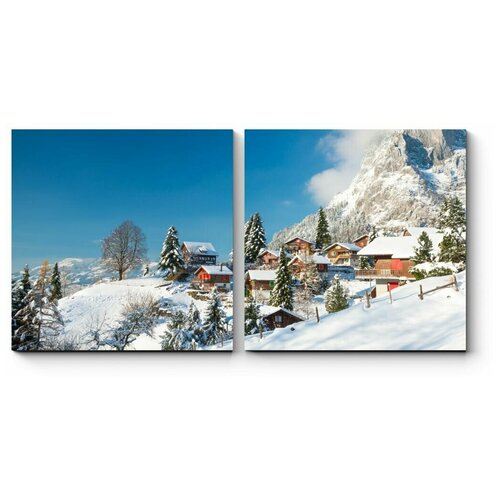 Модульная картина Зимняя Швейцария 130x65