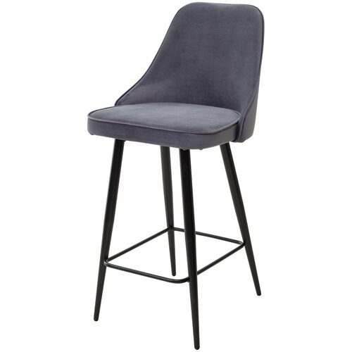 Барный стул NEPAL-BAR серый #27, велюр/ черный каркас (H=78cm) М-City