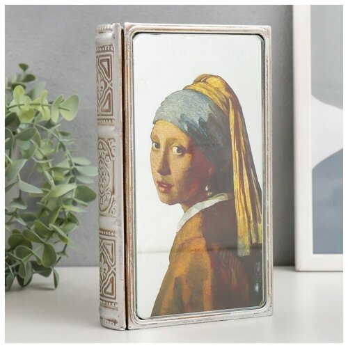 Шкатулка-книга металл, стекло "Девушка в жемчужных сережках" 20х12х4 см
