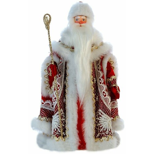Кукла коллекционная Дед Мороз в кружевной шубе