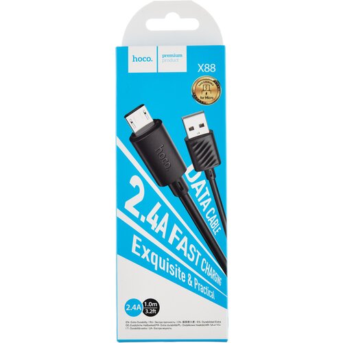 Кабель Hoco X88 PREMIUM USB - microUSB, черный