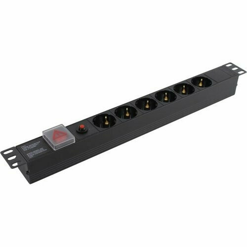 Exegate EX280830RUS Блок розеток ExeGate ServerPro PDU-19H605 Al-6S-C14-SW-O, 19",1U, алюм, 6Schuko, С14, защ перегр