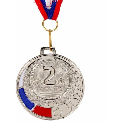 Медаль призовая, 2 место, серебро, триколор, d 5 см