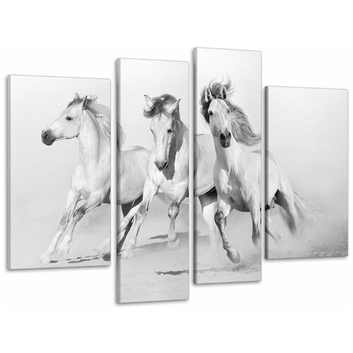 Модульная картина на стену для интерьера "Белые кони" 75x118 см MK40072_T