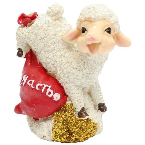 Копилка малая Барашек 11 см. из полистоуна с пожеланием "Счастья"