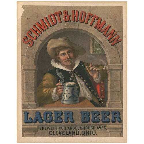 Постер / Плакат / Картина Рекламный плакат - Пиво Schmidt and Hoffmann, Lager Beer 40х50 см в раме