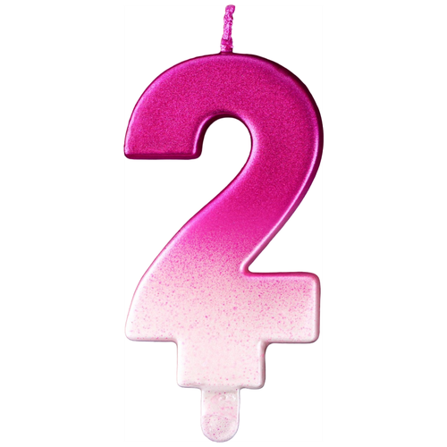 Страна Карнавалия Свеча в торт цифра "2", 7793290, цифра 2, бело-розовый