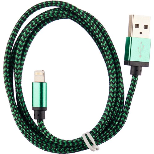 Кабель USB 2.0 Cablexpert CC-ApUSB2gn1m, AM/Lightning 8P, 1м, нейлоновая оплетка, алюминиевые разъемы, зеленый, пакет