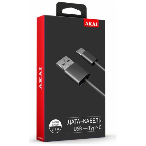 Дата-кабель Akai CE-465B USB-Type-C TPE черный