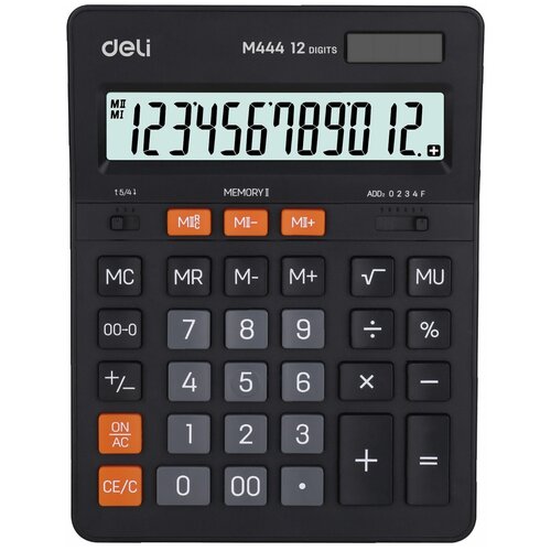 Калькулятор настольный DELI EM444 темно-серый 12-разр.