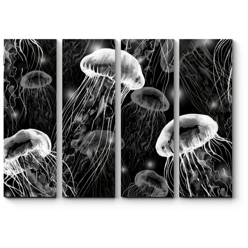 Модульная картина Черно-белые медузы 140x105