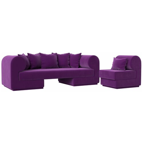 Набор Лига Диванов Кипр-2 (диван, кресло) Микровельвет Фиолетовый
