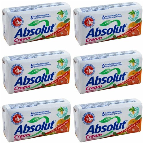 Absolut Мыло кусковое Cream Грейпфрут и бергамот, 90 г, 6шт