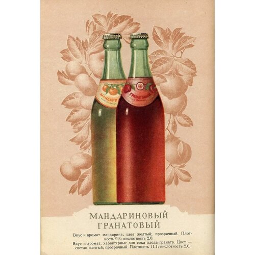 Мандариновый и гранатовый напитки постер 20 на 30 см, шнур-подвес в подарок