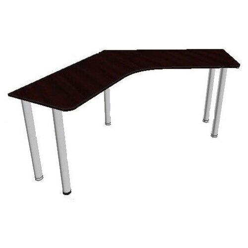 Угловой стол на металлических опорах в эркер цвет Венге, угол 120 градусов, ширина 120 см, глубина 120 см, высота 73 см
