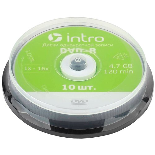 DVD-R диск Intro 16X 4,7GB Cakebox 10 (UL130273A1L)