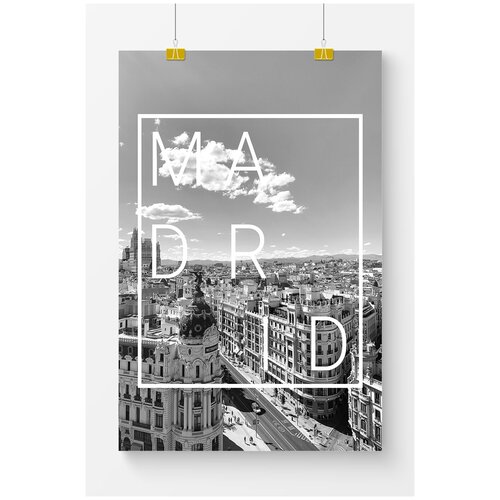 Постер для интерьера Postermarkt Черно-белый Madrid, 60х90 см, в тубусе