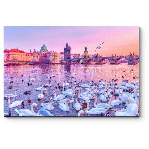 Модульная картина Лебеди на Влтаве, Прага 110x73