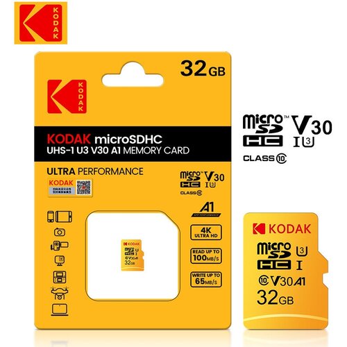 Карта памяти Kodak Micro SD класс 10 UHS-1 U3 V30 A1 32 ГБ 4K