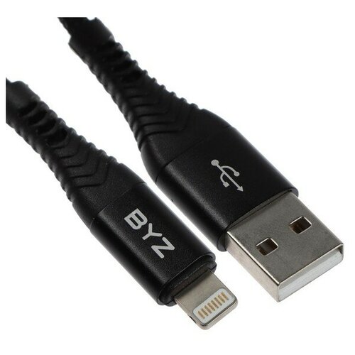 Кабель BYZ BC-029, Lightning - USB, 5 А, 1 м, нейлон, черный