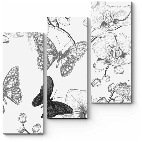 Модульная картина А бабочкам снятся цветы. 80x85