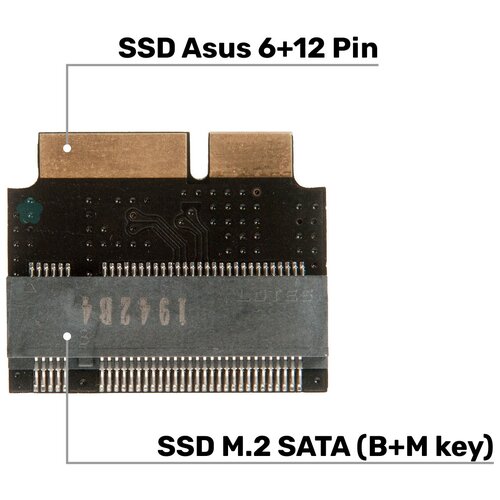 Адаптер-переходник для установки накопителя SSD M.2 SATA (B+M Key) в разъем (6+12 Pin) на Asus UX21 / UX31 ZenBook / NFHK N-UX21 V2