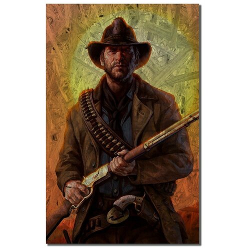 Картина интерьерная на рельефной доске, рисунок игра RDR Red Dead Redemption Артур Морган - 6572 В