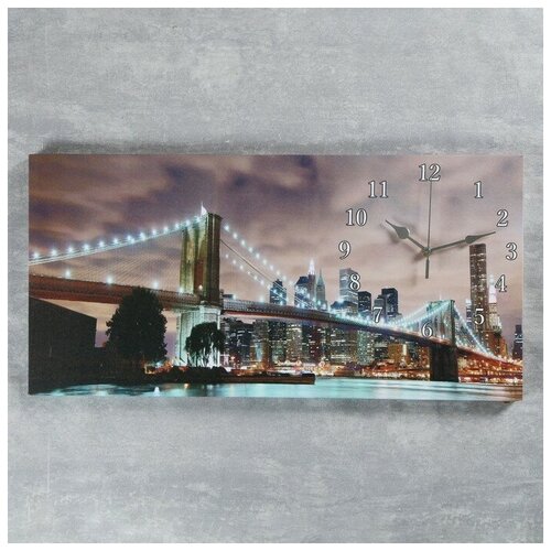 Сюжет Часы-картина настенные, серия: Город, "Бруклинский мост", 40 х 76 см