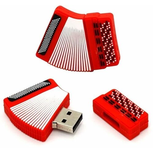 USB Флешка Баян Аккордеон красный 64 ГБ