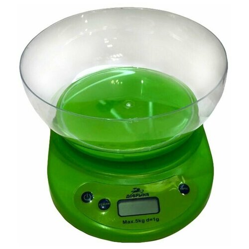 Весы кухонные Добрыня DO-3009 с чашей до 5кг, зелёные