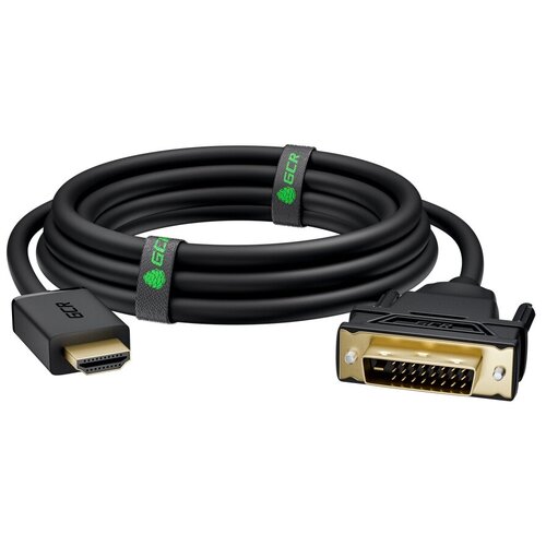 GCR Кабель 1.8m HDMI-DVI черный, OD8.0mm, 28 AWG, позолоченные контакты, 19M / 25M Dual Link, тройной экран