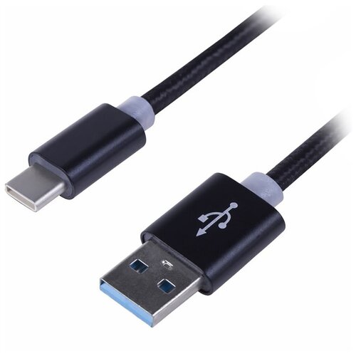 Шнур USB 3.1 type C (male)-USB 2.0 (male) в тканевой оплетке 1 м черный Rexant, 1шт