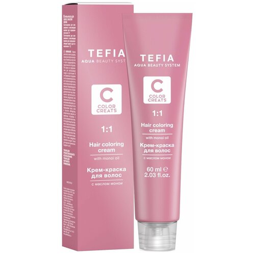 Tefia Color Creats крем-краска для волос Hair Coloring Cream with Monoi Oil, 9.11 очень светлый блондин пепельный интенсивный, 60 мл