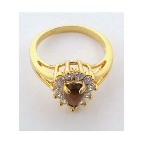 Кольцо помолвочное Lotus Jewelry, тигровый глаз, размер 17, коричневый