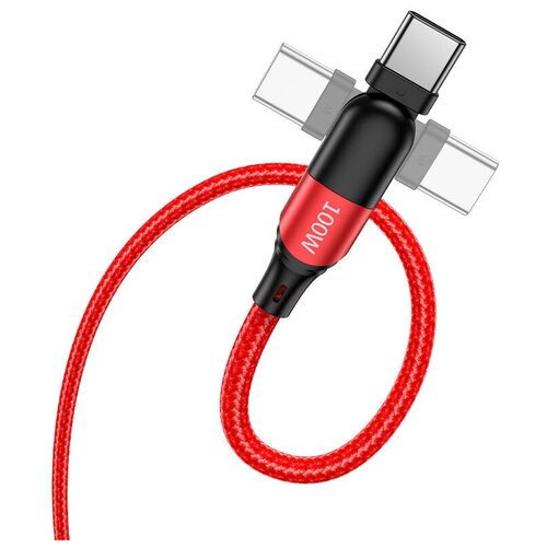 Кабель USB-C HOCO U100 Orbit, Type-C - Type-C, 5A, 1.5 м, красный