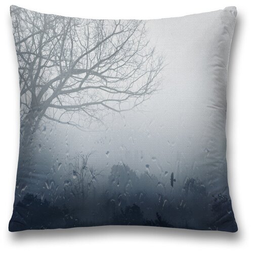 Наволочка декоративная на молнии, чехол на подушку JoyArty "Дождь застал в лесу" 45х45 см