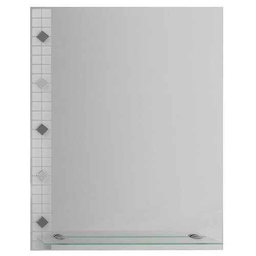 Зеркало «Ромб», с пескоструйной графикой, настенное, с полочкой, 45×60 см