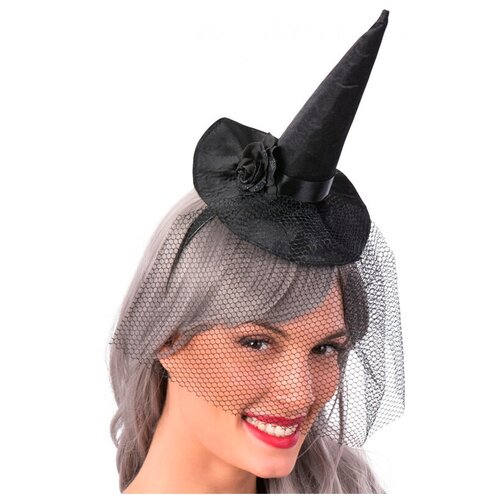 Шляпка "Ведьма" на ободке с вуалью (Цв: Черный )