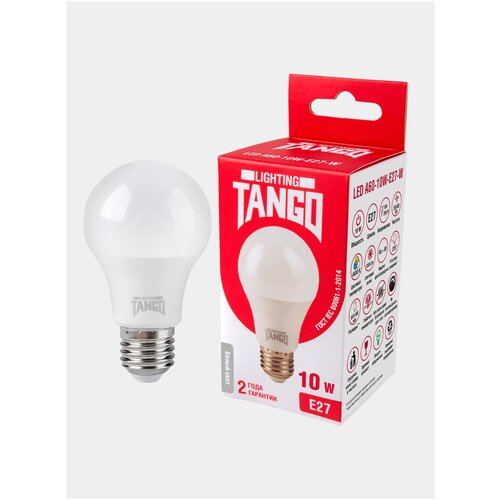 Лампочка светодиодная 10шт 10W E27 A60 4000K 220V (TANGO LED А60-10W-E27-W) TANGO